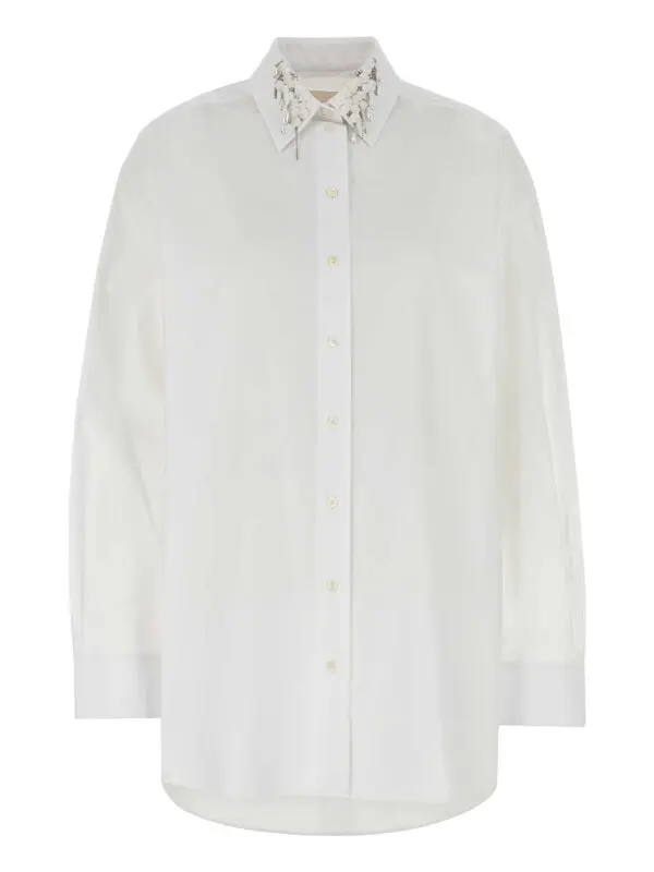 Givenchy Oversized Poplin Shirt With Embellished Collar - White