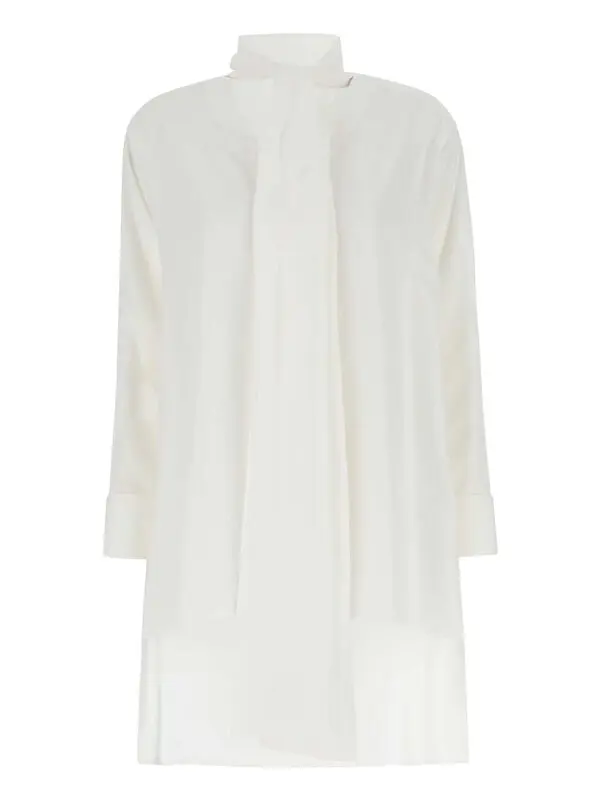 Loewe Ivory Crepe Oversize Blouse With Draped Neckline - White