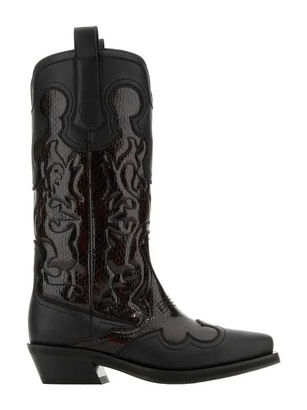 GANNI Leather Ankle Boots With Leather Sole - Black