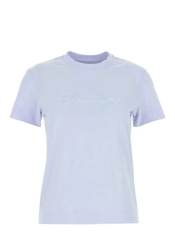 Givenchy Cotton T-shirt With Embroidered Logo - Light Blue