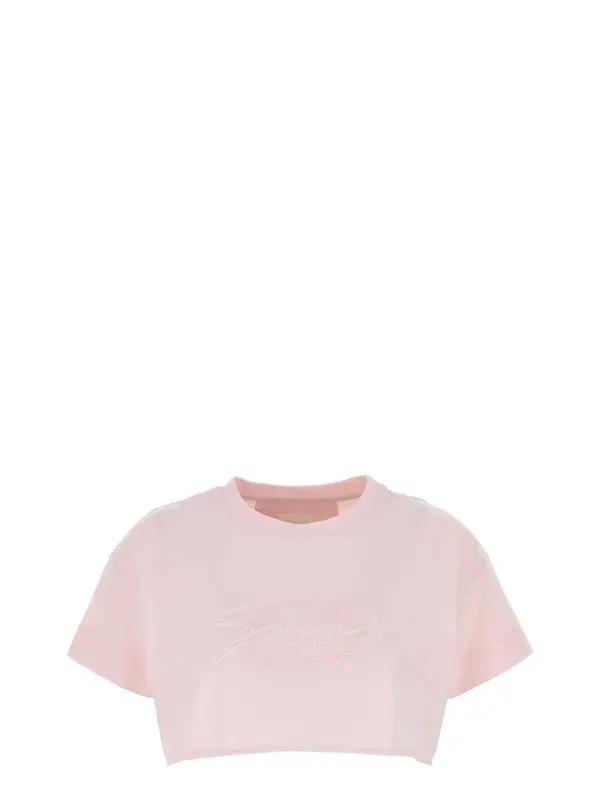 Givenchy Embroidered Cotton Cropped Top - Pink