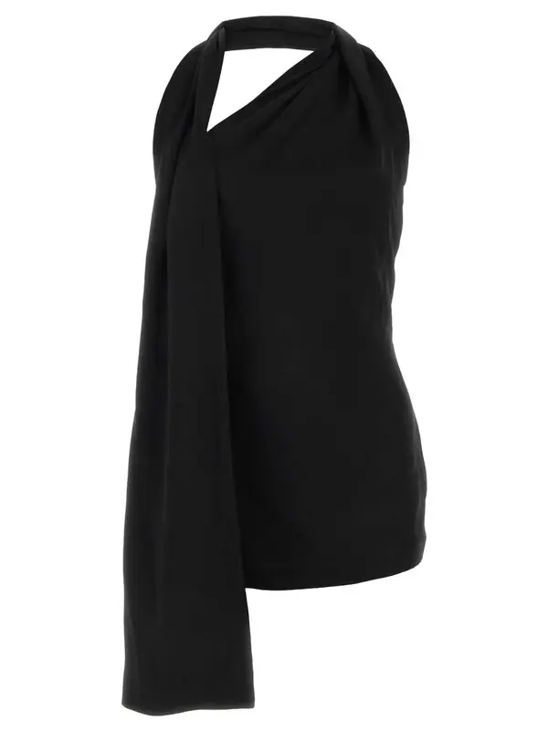 Loewe Satin Mini Dress With Draped Detail - Black