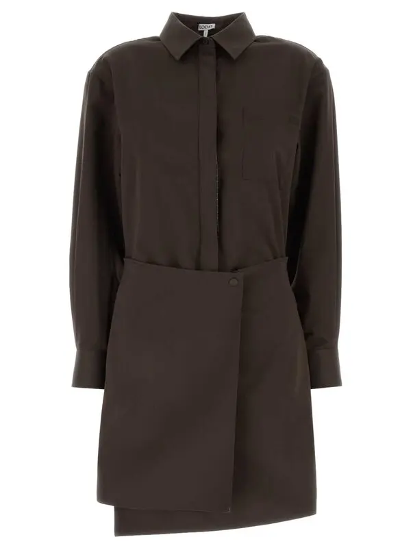 Loewe Gabardine Mini Dress - Brown
