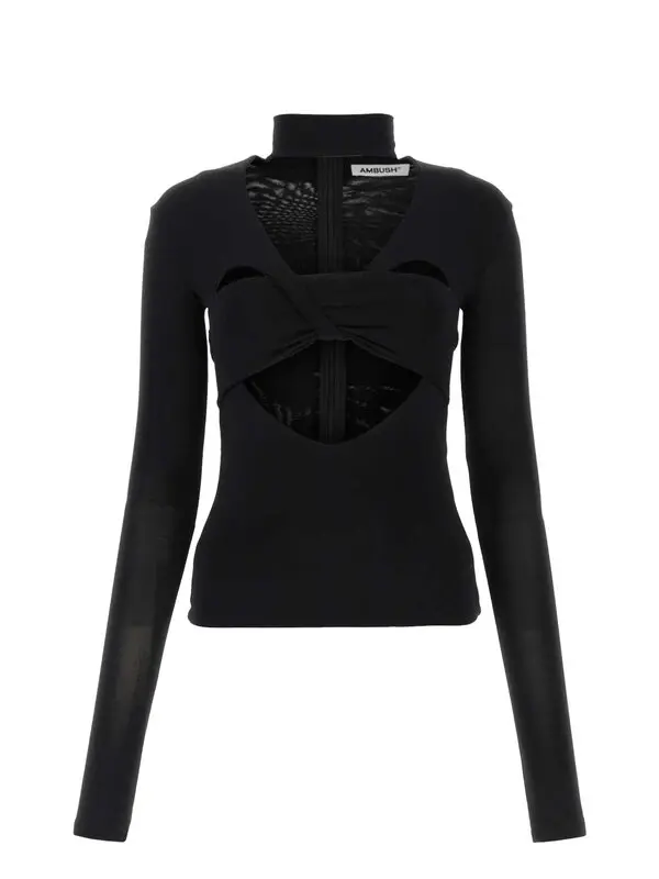 AMBUSH Stretch Viscose Cut-out Top - Black