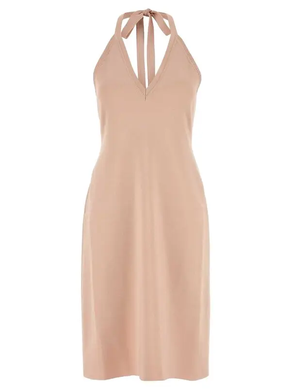 FERRAGAMO Halter Neck Stretch Viscose-blend Dress - Pink