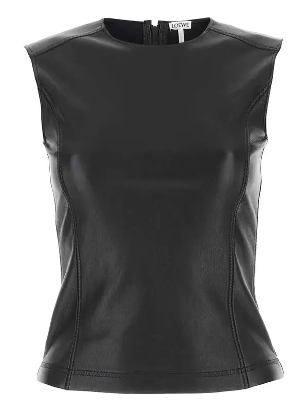 Loewe Leather And Technical Fabric Top - Black
