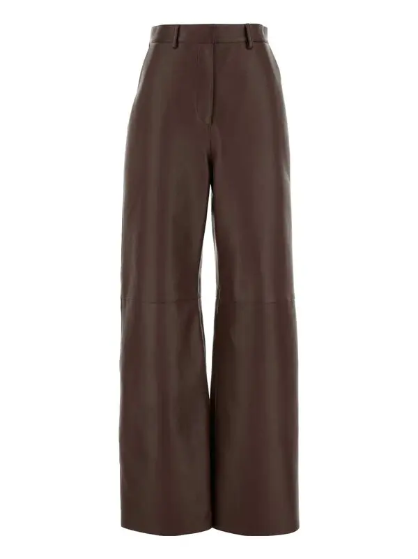 Loewe Chocolate Nappa Leather Tailored Trousers - Brown