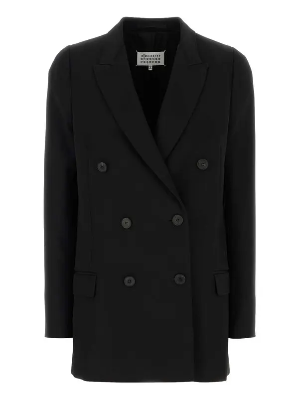 MAISON MARGIELA Double Breasted Wool Blazer - Black