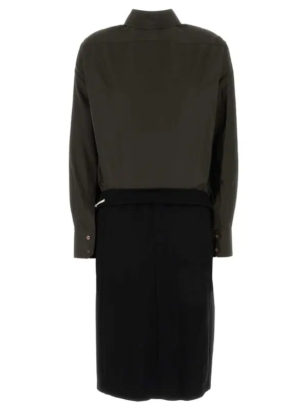 MAISON MARGIELA Two-tone Poplin And Wool Shirt Dress - Multicoloured