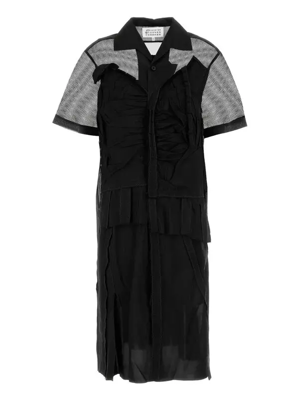 MAISON MARGIELA Sheer Mesh Shirt Dress - Black