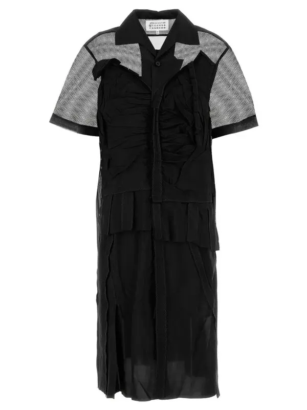 MAISON MARGIELA Sheer Mesh Shirt Dress - Black
