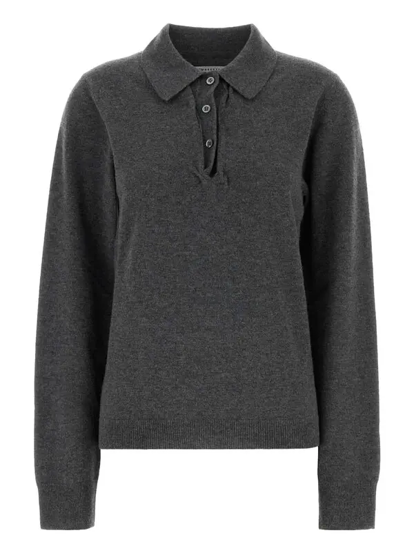 MAISON MARGIELA Graphite Wool Polo Shirt - Grey
