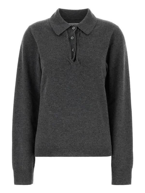 MAISON MARGIELA Graphite Wool Polo Shirt - Grey
