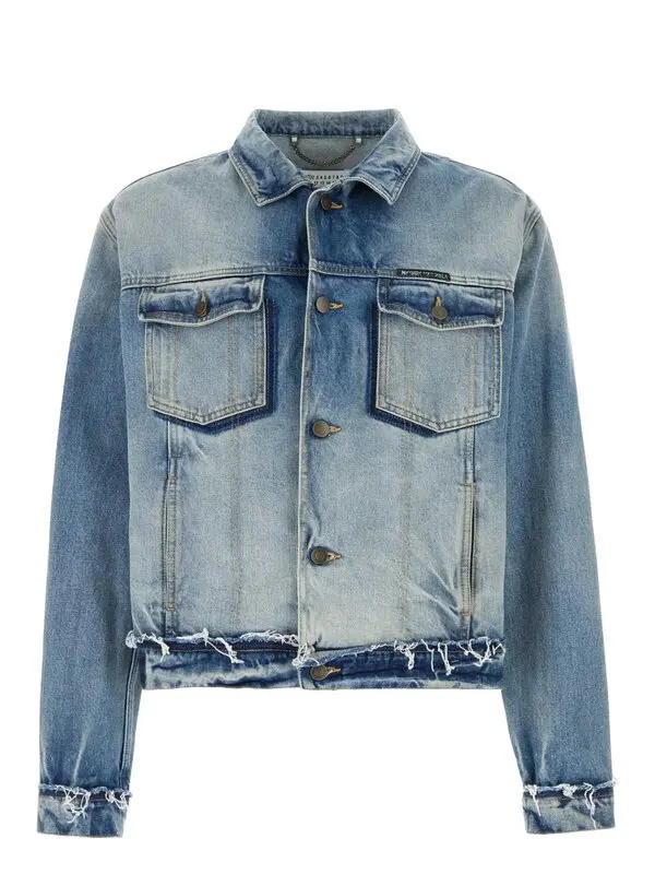 MAISON MARGIELA Distressed Denim Trucker Jacket - Light Blue