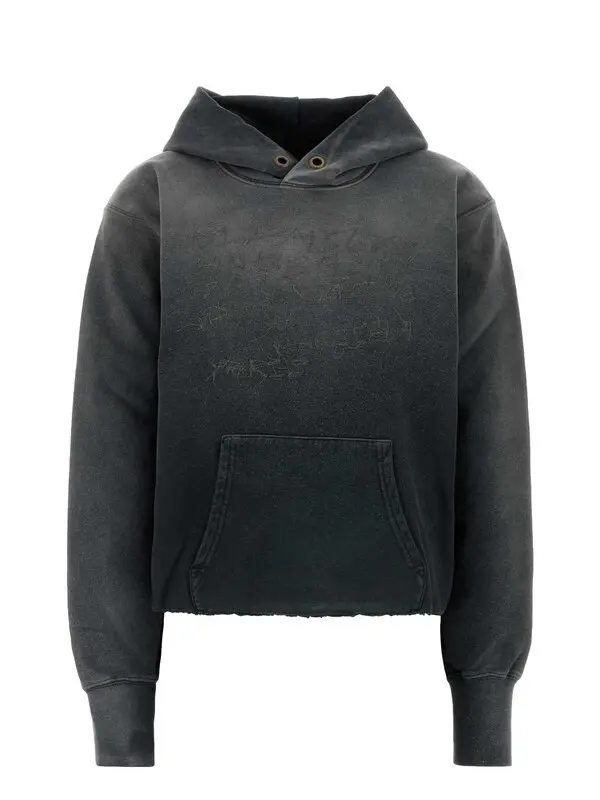 MAISON MARGIELA Cotton Distressed Logo Hoodie - Grey