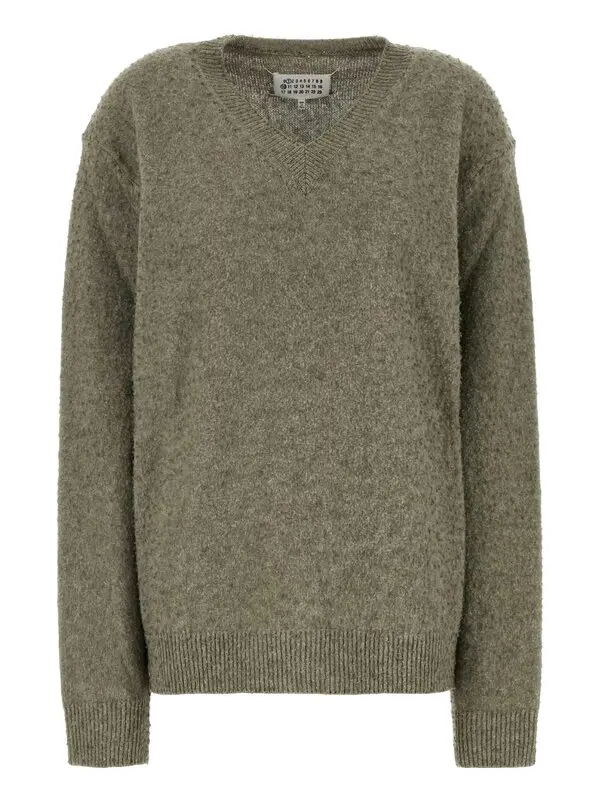 MAISON MARGIELA V-neck Wool-blend Sweater - Green