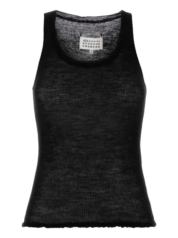 MAISON MARGIELA Ribbed Wool Knit Tank Top - Black