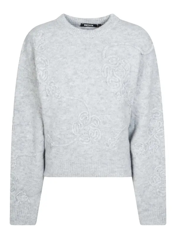 ROTATE BY BIRGER CHRISTENSEN 3d Flower Knit Sweater - Grigio