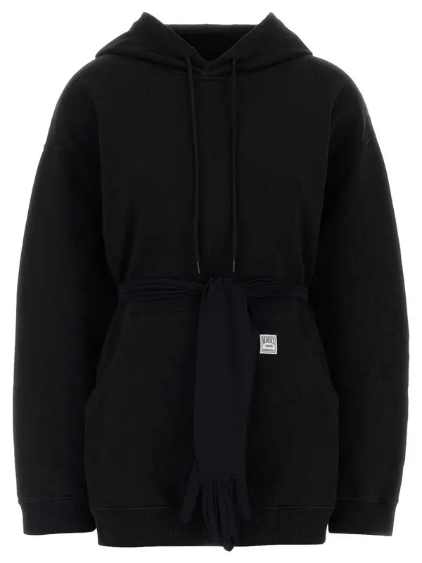 MAISON MARGIELA Cotton Drawstring Sweatshirt Dress - Black
