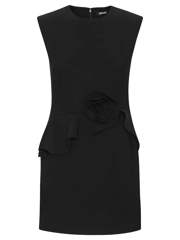 ROTATE BY BIRGER CHRISTENSEN Sleeveless Floral Appliqué Mini Dress - Black