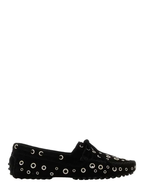 Gimaguas Suede Loafers With Eyelet Detailing - Black