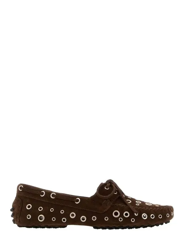 Gimaguas Suede Car Loafers With Eyelets - Brown