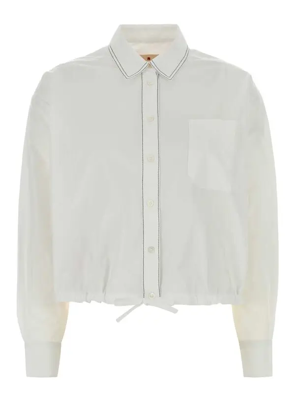 Marni Oversize Poplin Shirt With Drawstring Hem - White