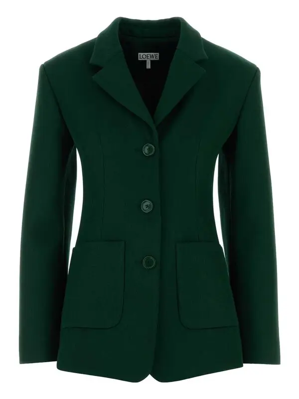 Loewe Wool-blend Blazer With Notched Lapel - Green