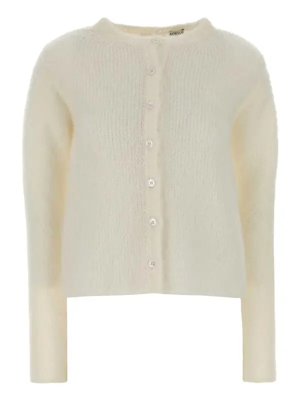 Loewe Ivory Stretch Mohair-blend Cardigan - White