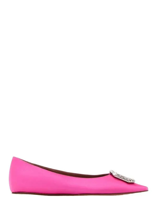 Amina Muaddi Satin Camelia Ballerinas - Pink