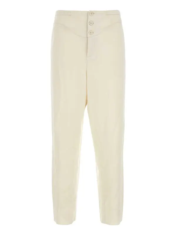 Saint Laurent Satin Tailored Trousers - White
