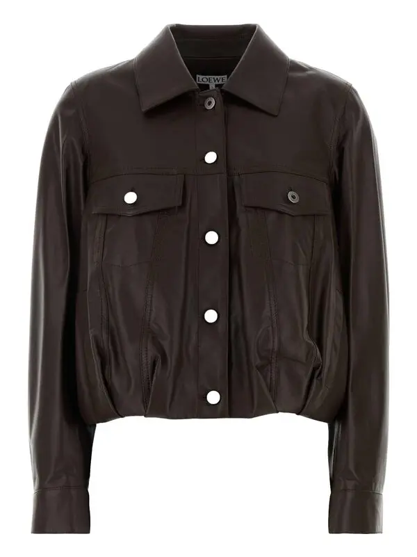 Loewe Lamb Leather Button-up Jacket - Brown