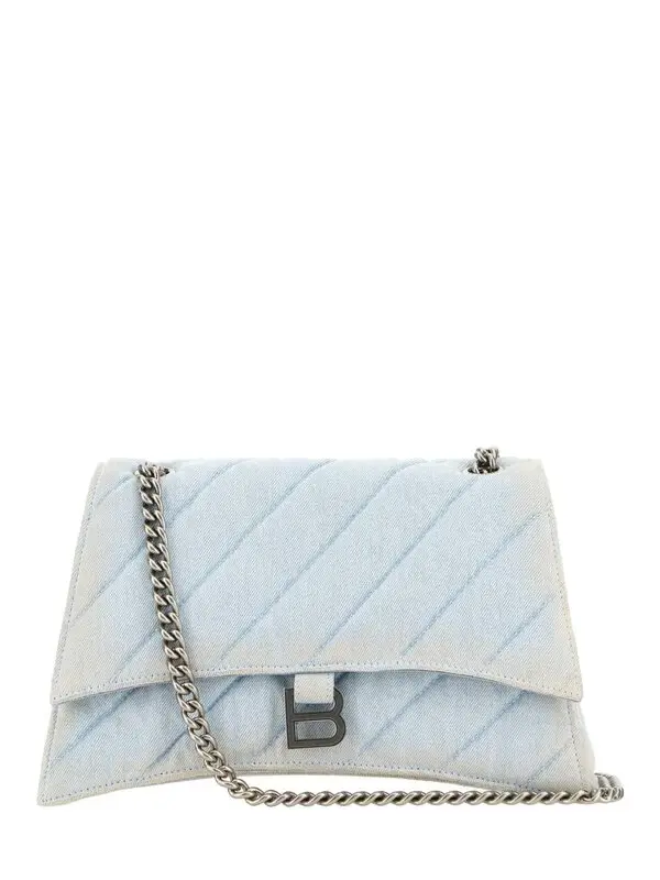 Balenciaga Crush M Denim Shoulder Handbag, 31 Cm - Light Blue