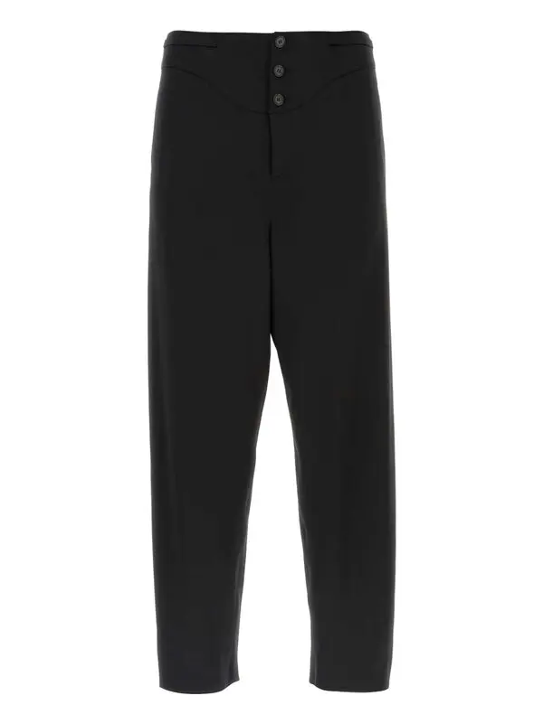 Saint Laurent Silk Satin Tailored Trousers - Black