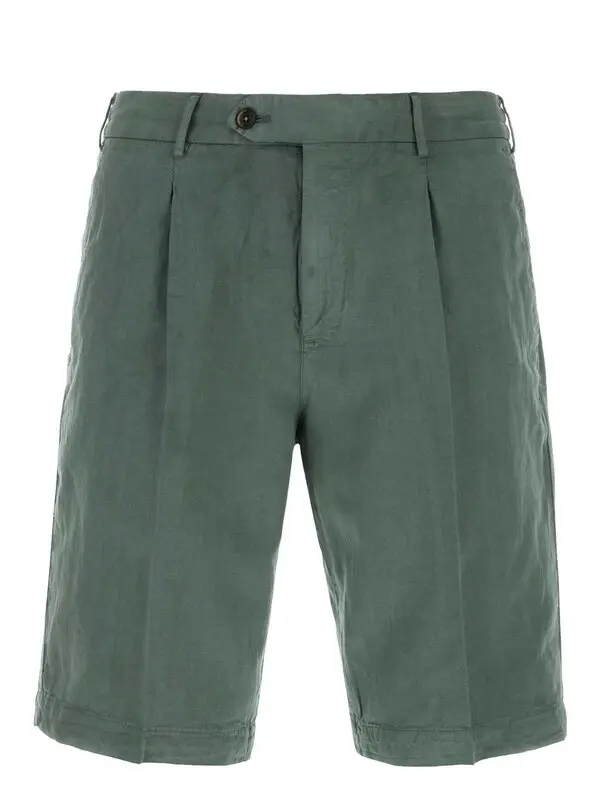 PT TORINO Lyocell-linen-cotton Bermuda Shorts - Green