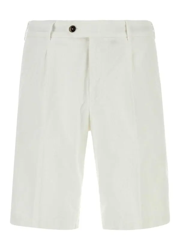 PT TORINO Stretch Corduroy Tailored Bermuda Shorts - White