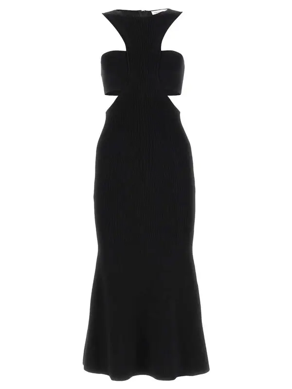 Alexander McQueen Ribbed Cut-out Maxi Dress - Black