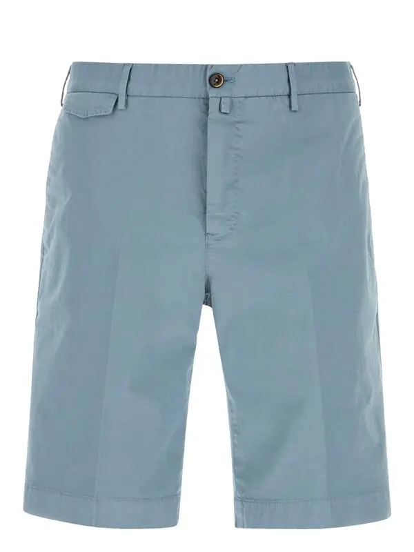PT TORINO Tailored Stretch Cotton Bermuda Shorts - Light Blue