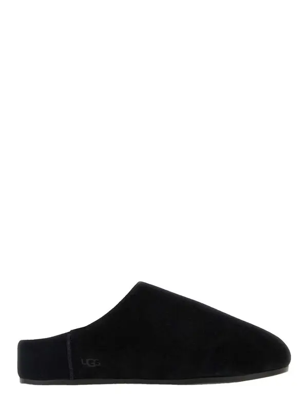 UGG Plush Shearling Lined Suede Slippers - Black