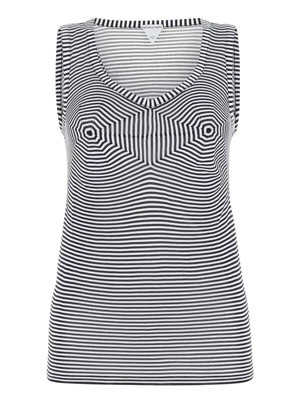 Bottega Veneta Striped Embroidered Viscose Tank Top - Stripped