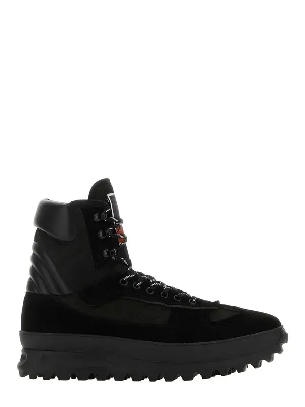 MAISON MARGIELA Calf Leather And Suede Lace-up High Top Sneakers - Black