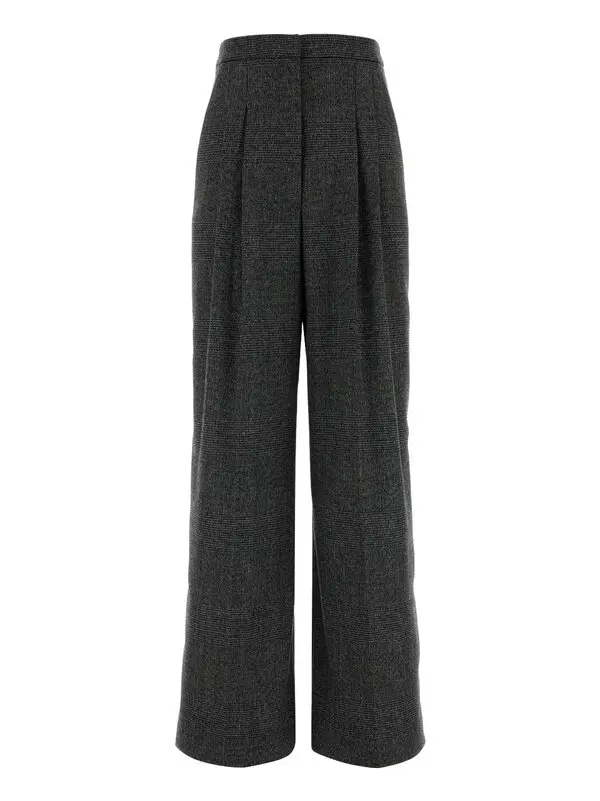 PT TORINO Embroidered Wool-blend Wide-leg Pants - Checked