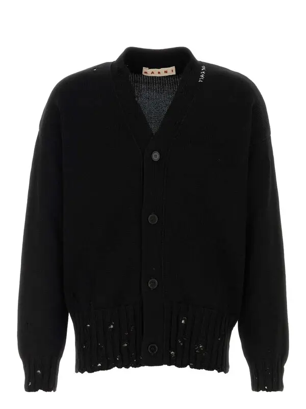 Marni Cotton Distressed Cardigan - Black