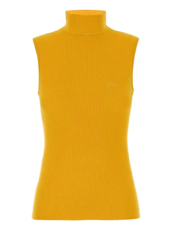 Loewe Ribbed Knit High Neck Sleeveless Top - Yellow