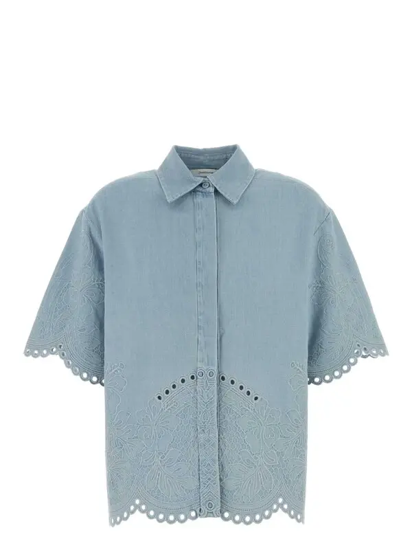 Zimmermann Embroidered Denim Shirt - Light Blue