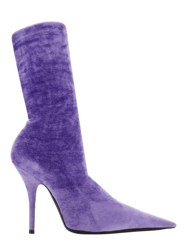 Balenciaga Velvet Knife Ankle Boots - Purple