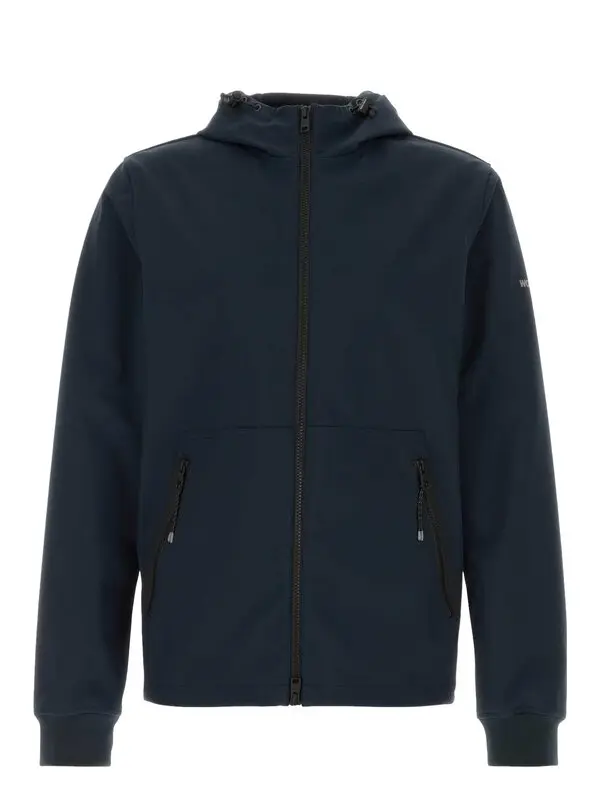 Woolrich Stretch Polyester Zip-up Jacket With Hood - Blue