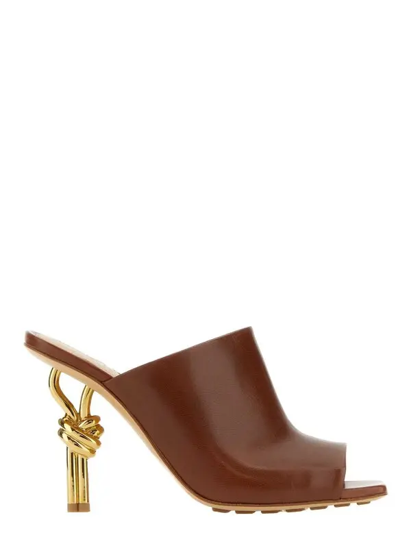 Bottega Veneta Nappa Leather Knot Detail High Heel Sandals - Brown