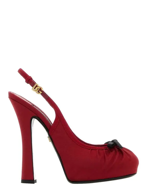 Dolce & Gabbana Satin Slingback Pumps With 12 Cm Stiletto Heel - Red