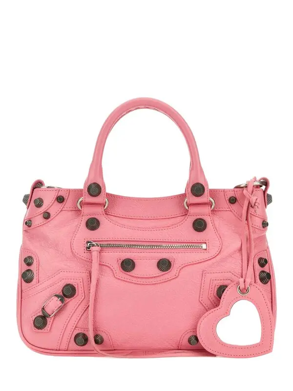 Balenciaga Neo Cagole Tote Handbag In Nappa Leather With Antiqued Silver-tone Hardware - Pink